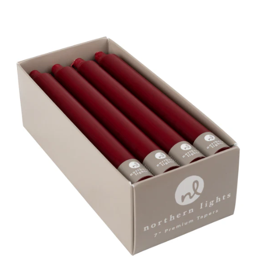 Northern Lights Candles - 7" Taper, Crimson | Unkel Joe's Woodshed