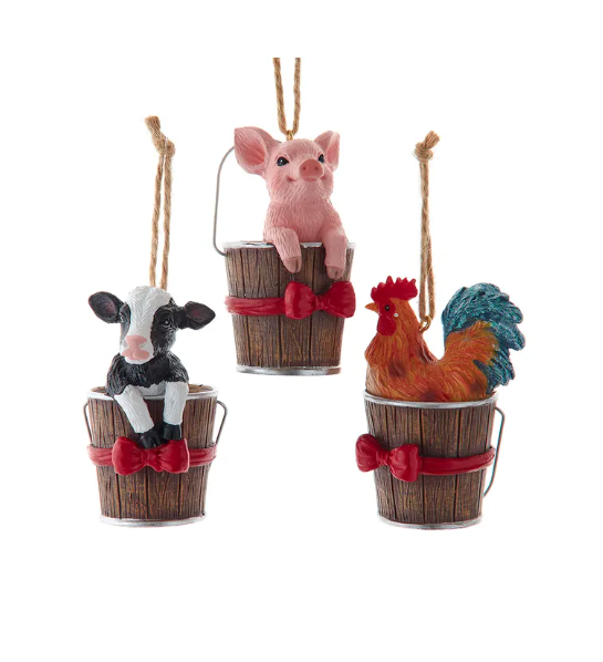 Kurt S. Adler - Farm Animals in Buckets | Unkel Joe's Woodshed