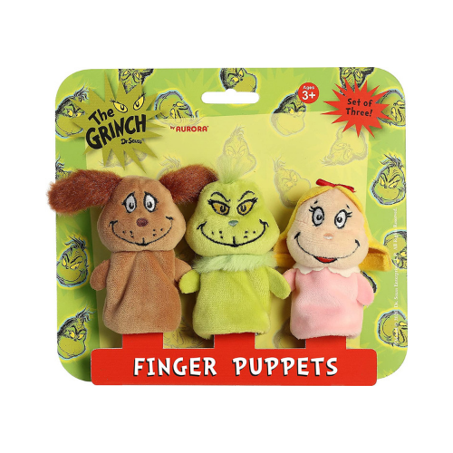 Dr. Seuss 3" Grinch Finger Puppet Set | Unkel Joe's Woodshed
